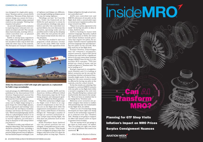 Inside MRO | Aviation Week | OCTOBER 16-29, 2023